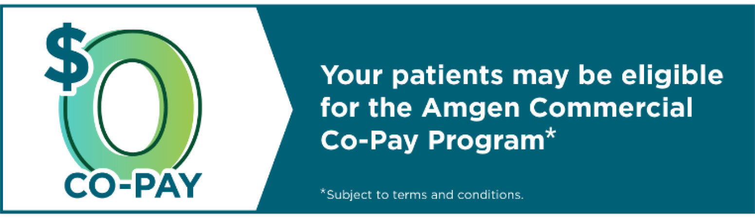 Graphic showing patients may be eligible for a $0 co-pay on TEPEZZA ...